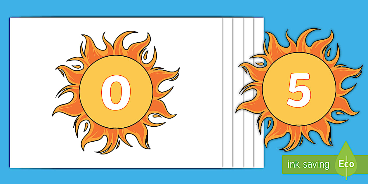 Numbers on Sunshine Cut-Outs (teacher made) - Twinkl