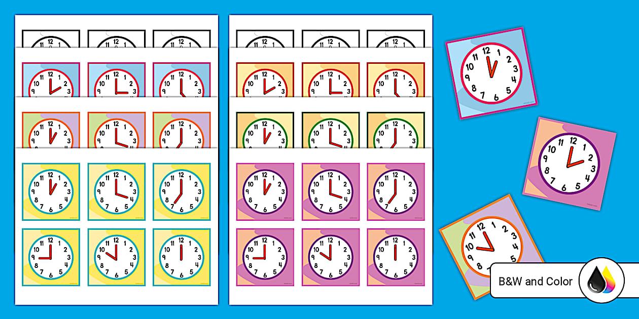O'Clock Time Matching Cards