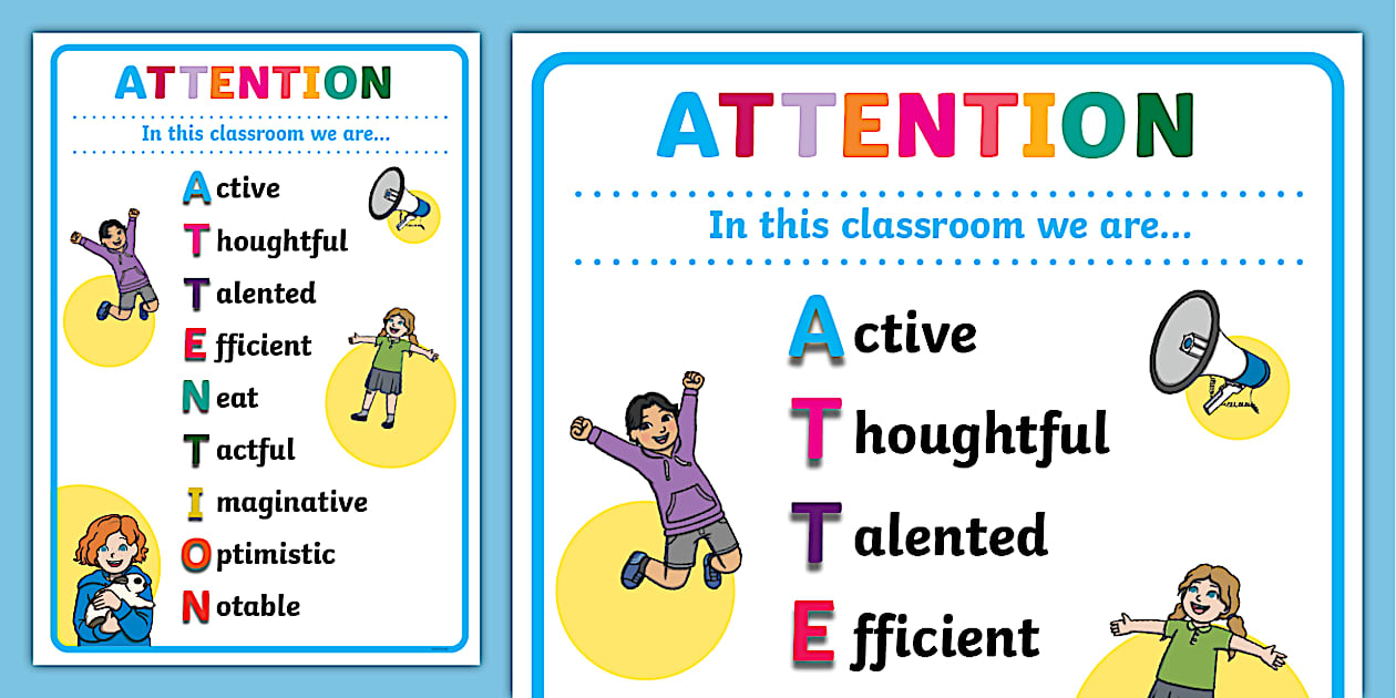 ATTENTION Classroom Rules and Motivation Poster - Twinkl