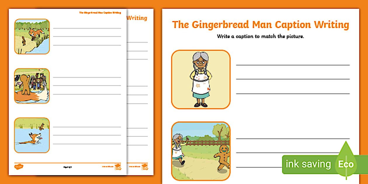 Editable Gingerbread Man Caption Writing Activity - Twinkl