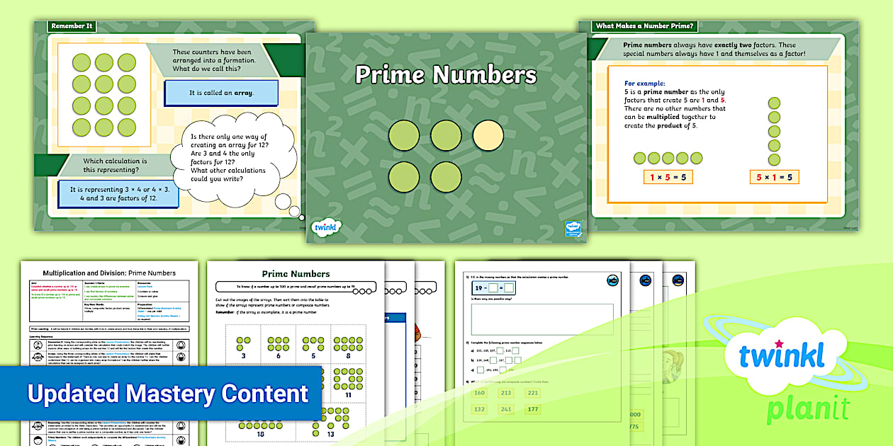 Year 5 Multiplication Division Lesson Prime Numbers PlanIt
