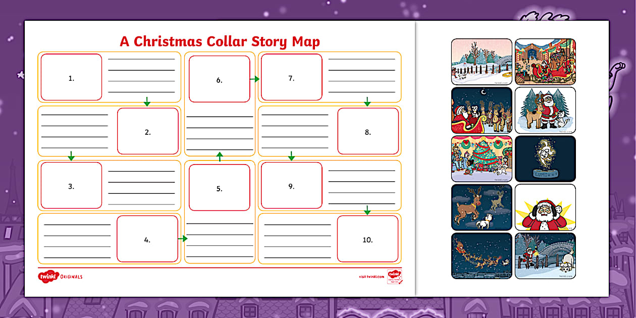 A Christmas Collar Story Map - Twinkl