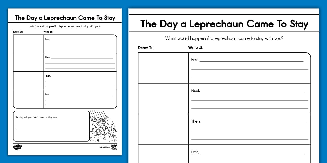 Kindergarten The Day a Leprechaun Came To Stay Narrative Writing Prompt