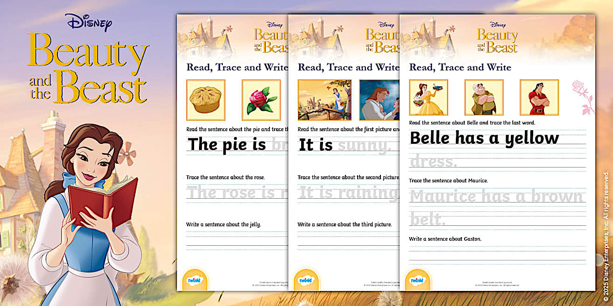 Beauty and the Beast: Read, Trace and Write Activity Sheets