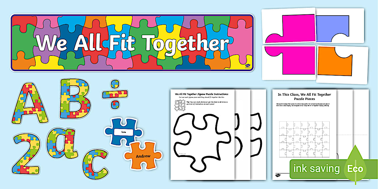 Cursive Ready Made We All Fit Together Display Pack - Twinkl
