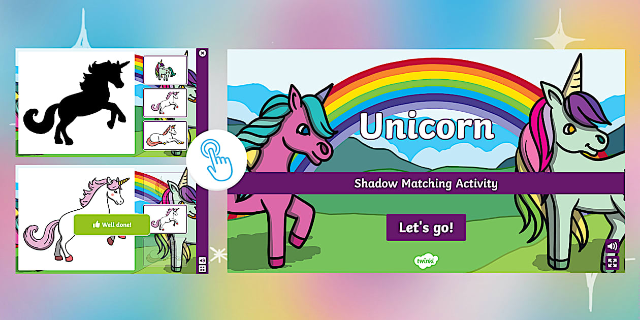 Unicorns Interactive Shadow Matching Game - Twinkl