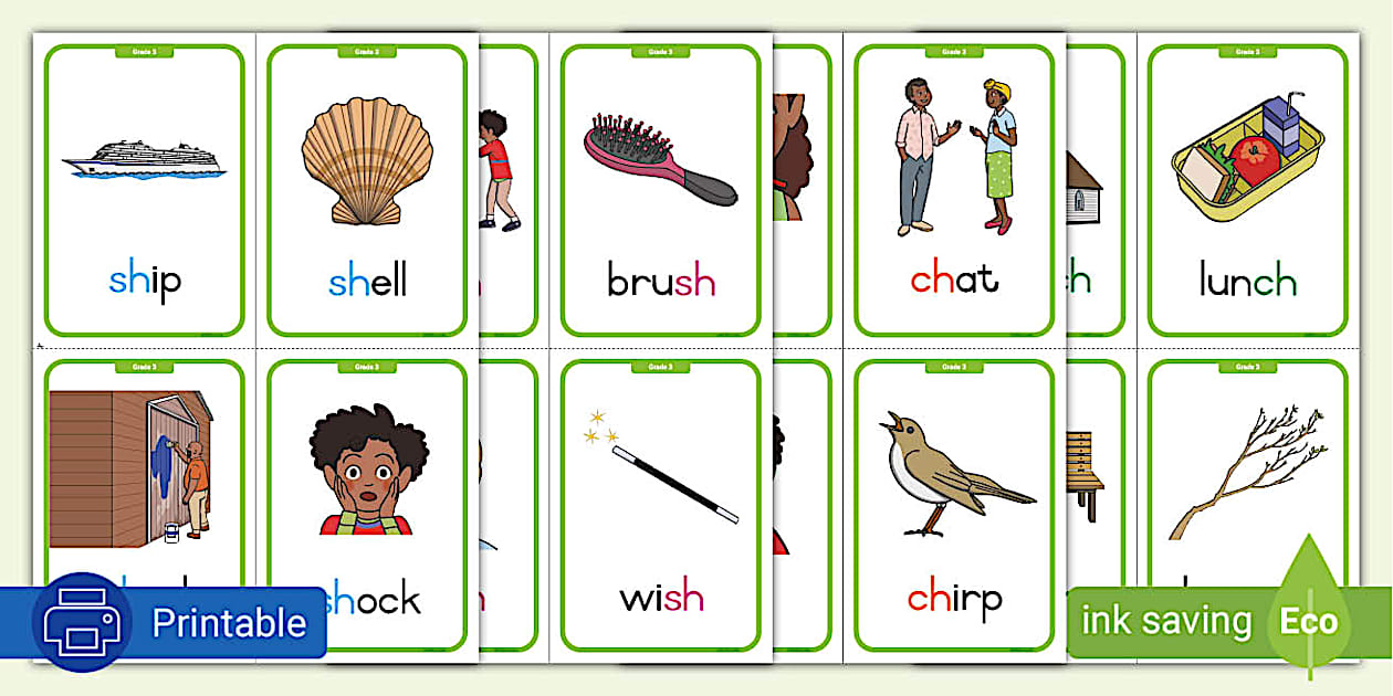 Grade 3 Phonics sh- -sh Flashcards