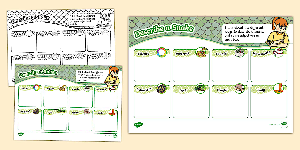 Snake Adjectives Worksheet