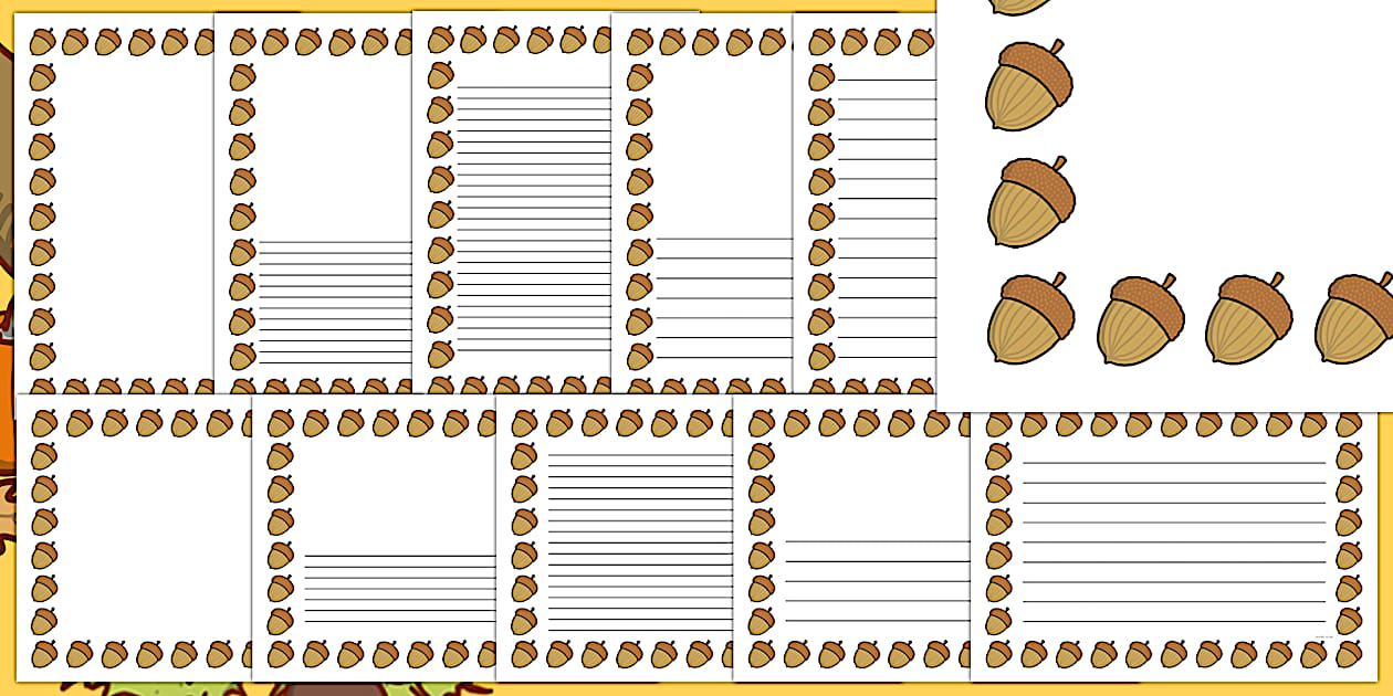 Editable Autumn Acorn Page Border Pack (teacher made)