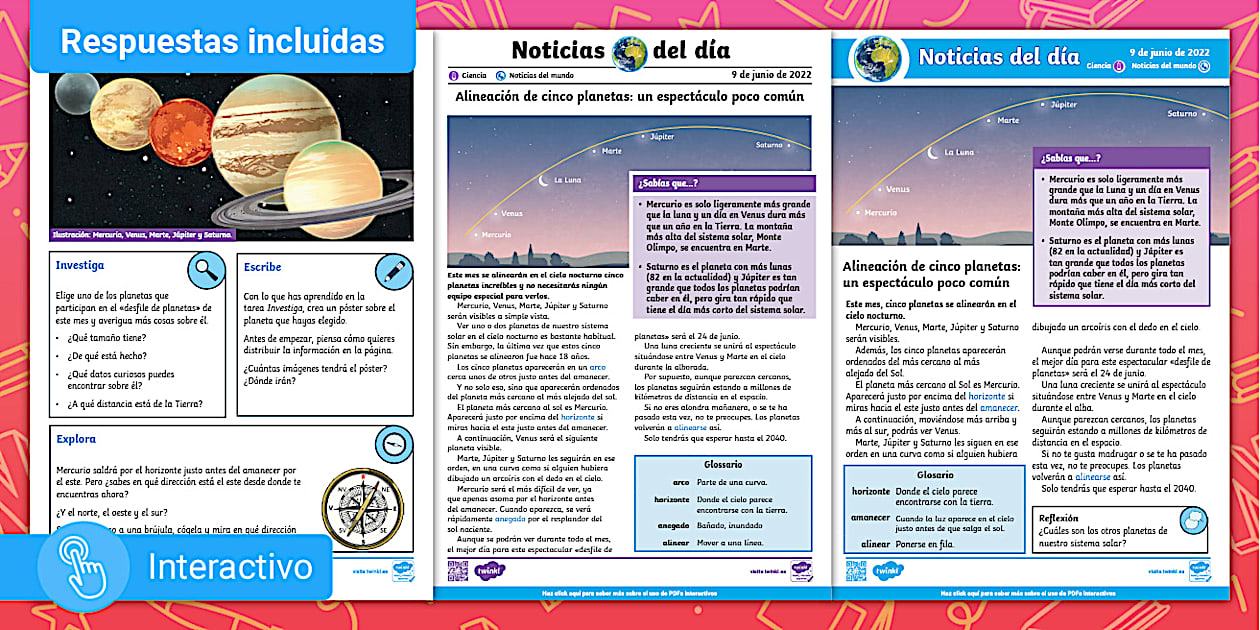 Noticias del día: Alineación de cinco planetas; un espectáculo poco común