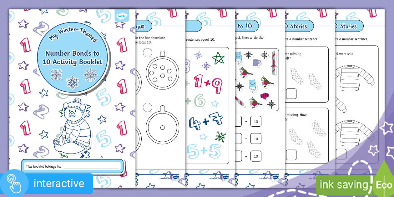 Winter-Themed Number Bonds to 10 Activity Booklet - Twinkl