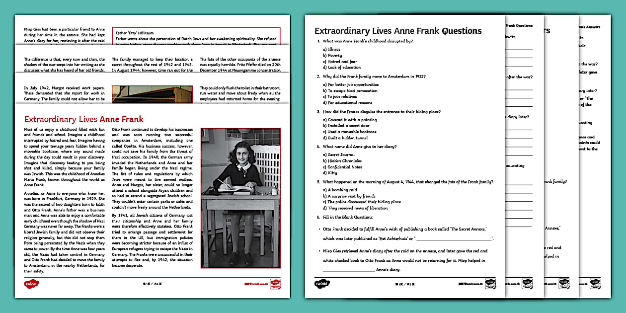 Extraordinary Lives: Anne Frank - Reading Comprehension with Structured