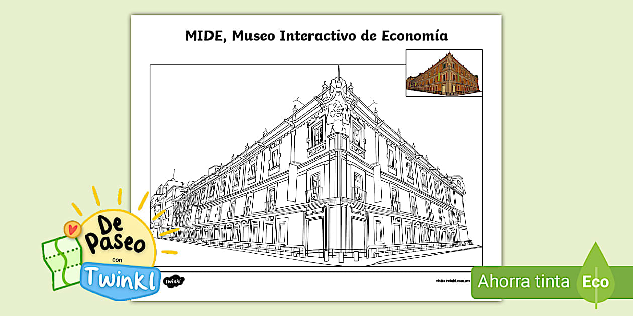 Hoja para colorear: Museo Interactivo de Economía - Twinkl