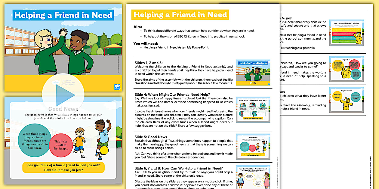 FREE! - BBC Children in Need Helping a Friend in Need Assembly Pack