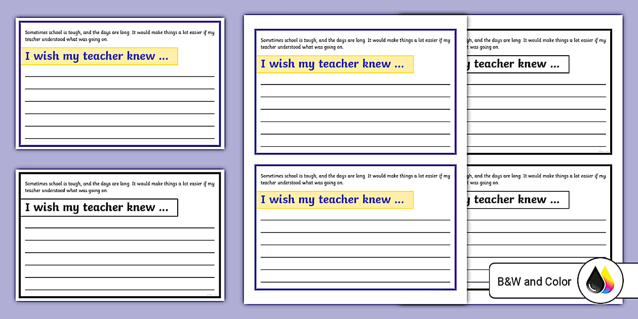 I Wish My Teacher Knew Activity | Special Education Resource