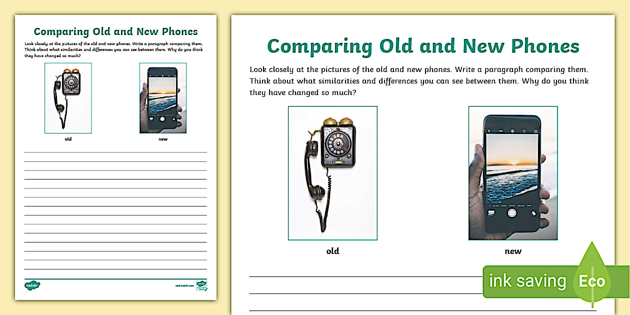 Comparing Old and New Phones Activity Sheet (teacher made)