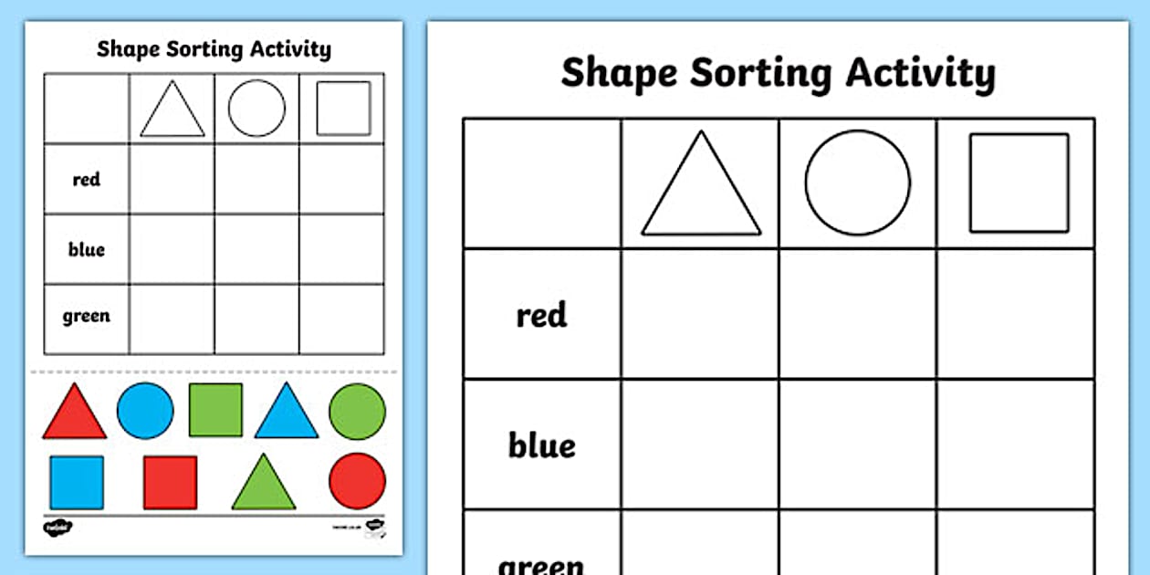 Higher Ability Shape Sorting Cut and Paste Worksheet