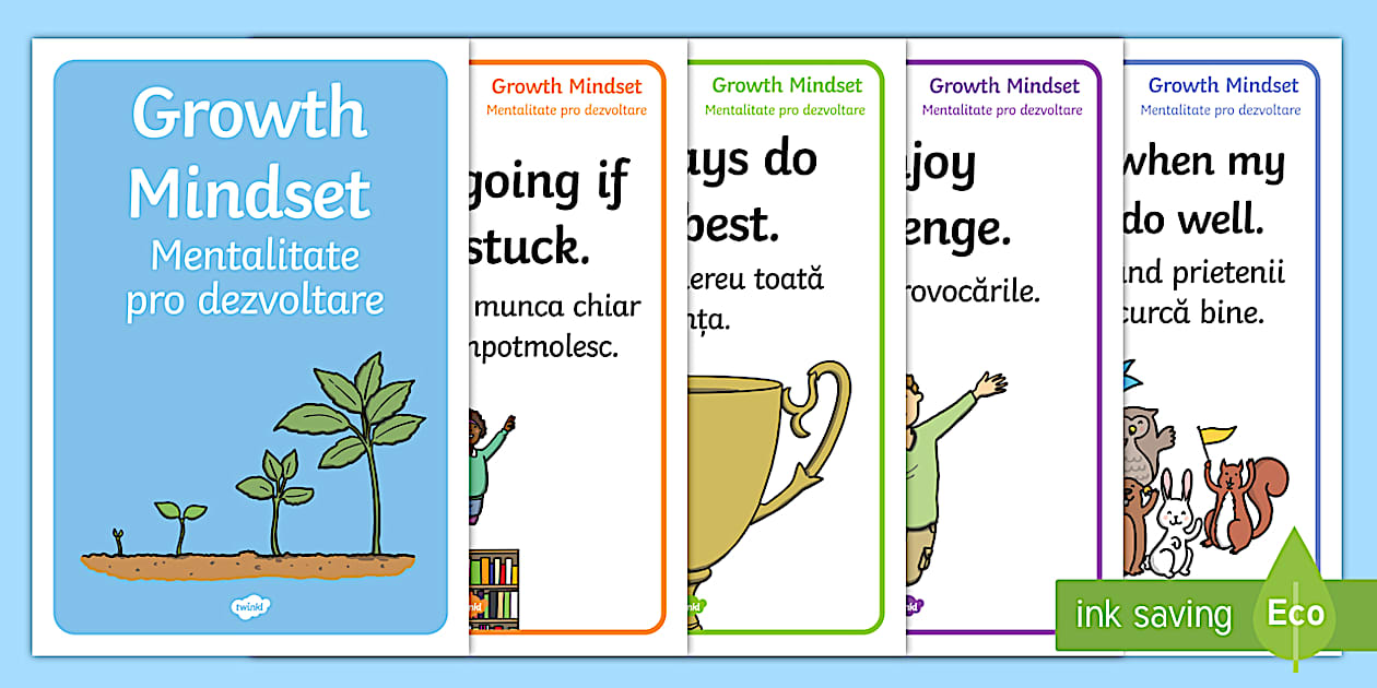 Growth Mindset Statement Display Posters English/Romanian - Growth Mindset