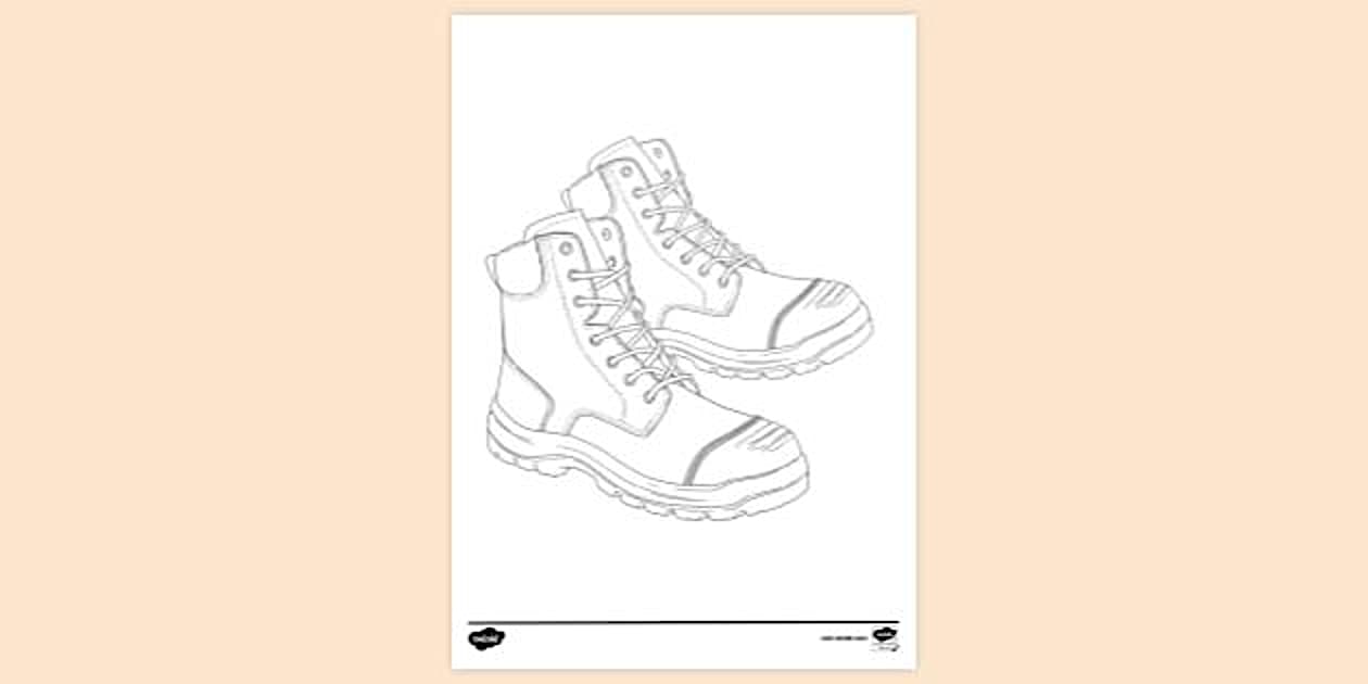 Safety Boots Colouring Sheet | Colouring Page - Twinkl