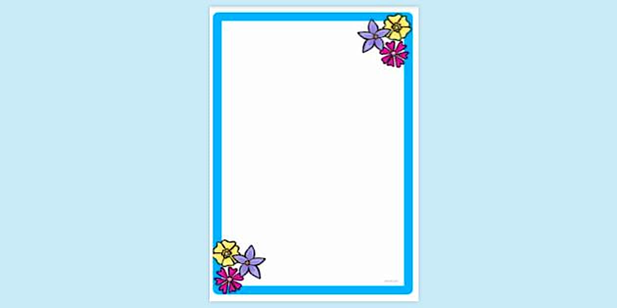 Simple Blank Flower Page Border to Print | Page Borders | Twinkl