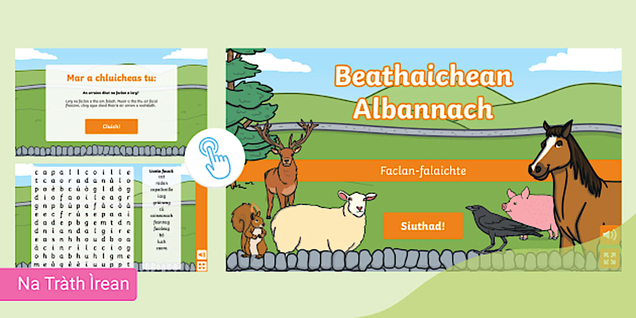 Faclan-falaichte nam Beathaichean Albannach – Geama Go!