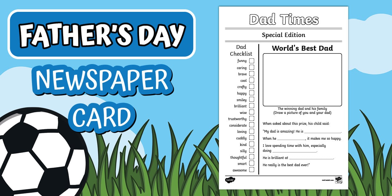 Father's Day Newspaper Keepsake Template