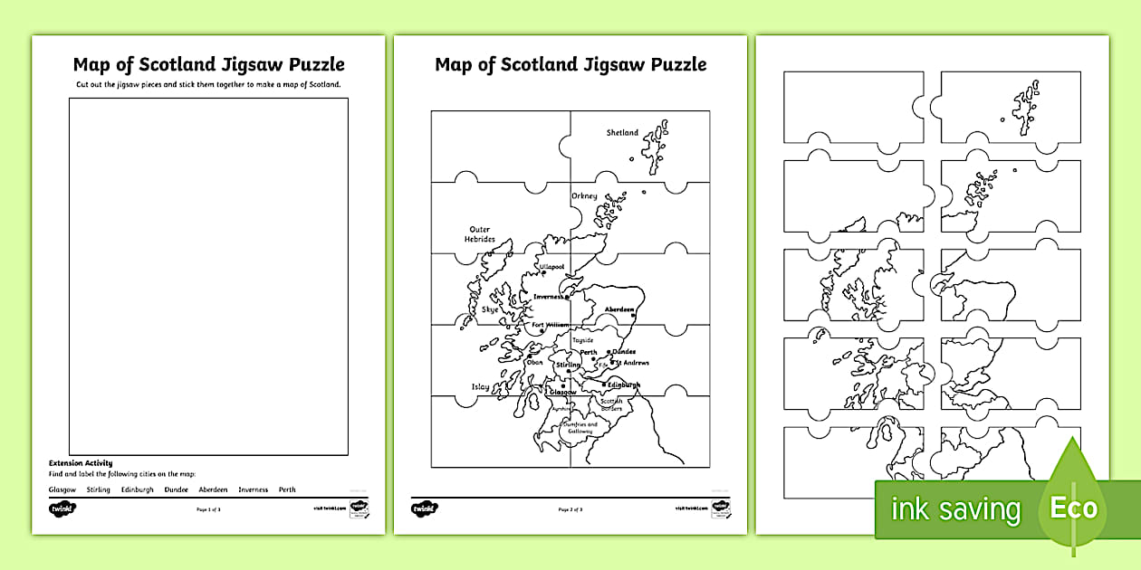 Jigsaw Puzzle Map of Scotland for Kids | Twinkl Resources