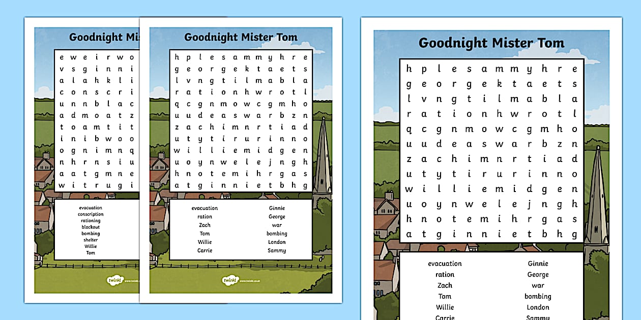 Word Search to Support Teaching on Goodnight Mister Tom Word Search