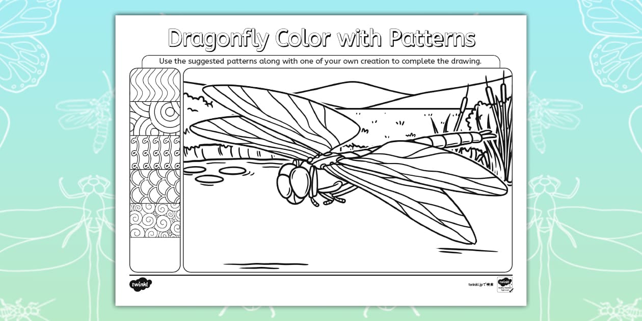 Dragonfly Color with Patterns Activity - Twinkl