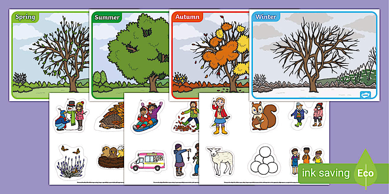Seasons Sorting Cut and Stick Activity Sheets - Twinkl