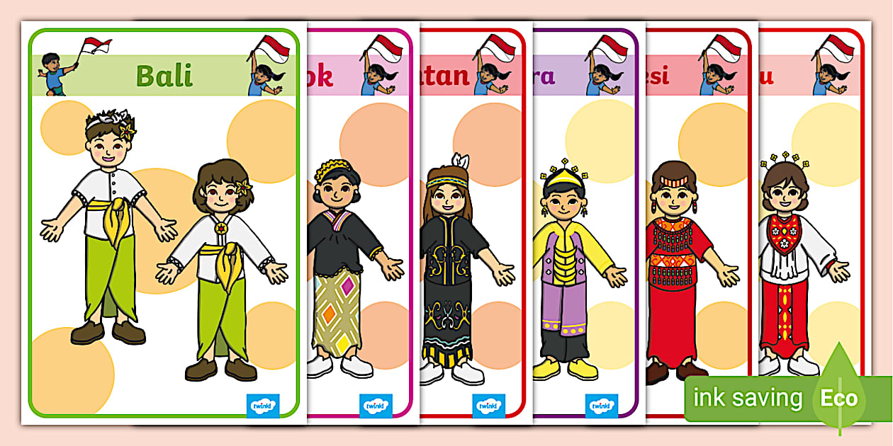 Indonesian Traditional Clothes Display Posters Lower Primary