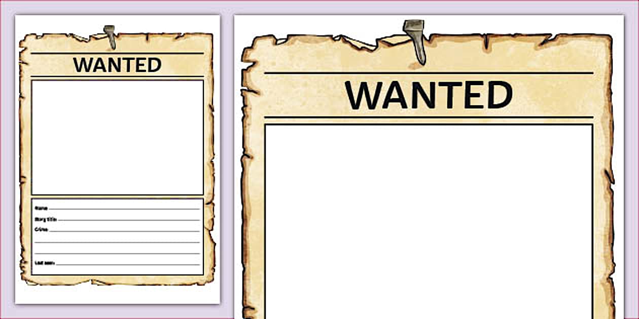 Wanted Poster Editable Template - Twinkl