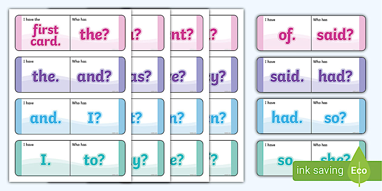 I Have Who Has High-Frequency Words - Set 1 (teacher made)