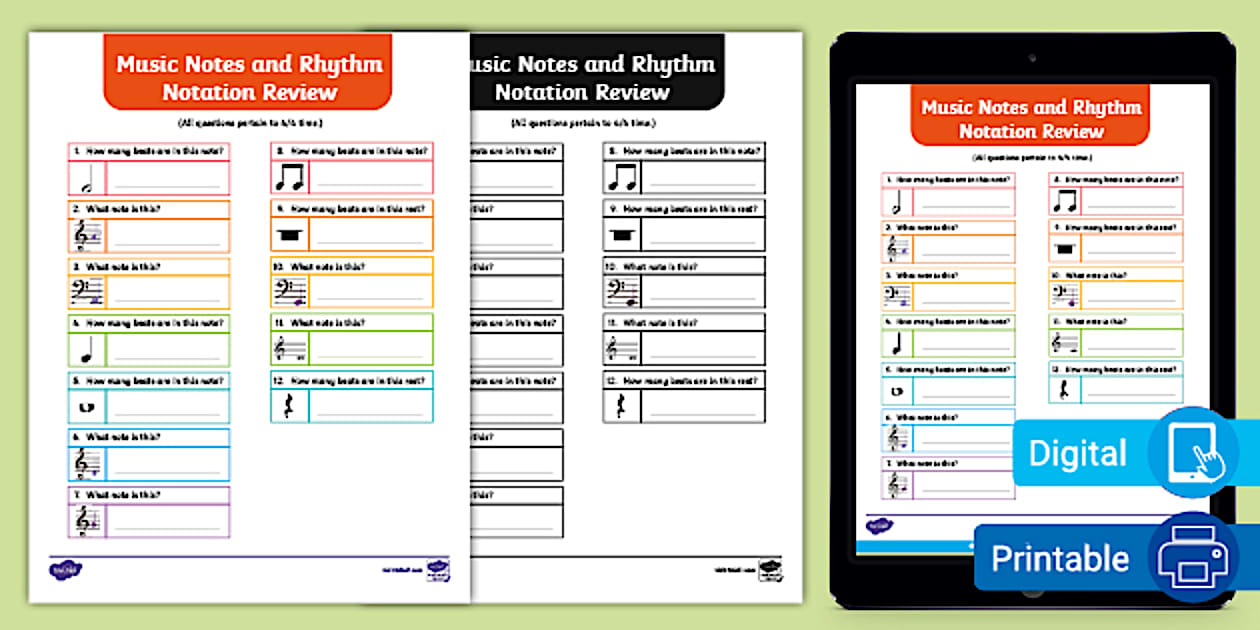 Music Notes and Rhythm Notation Review - Twinkl