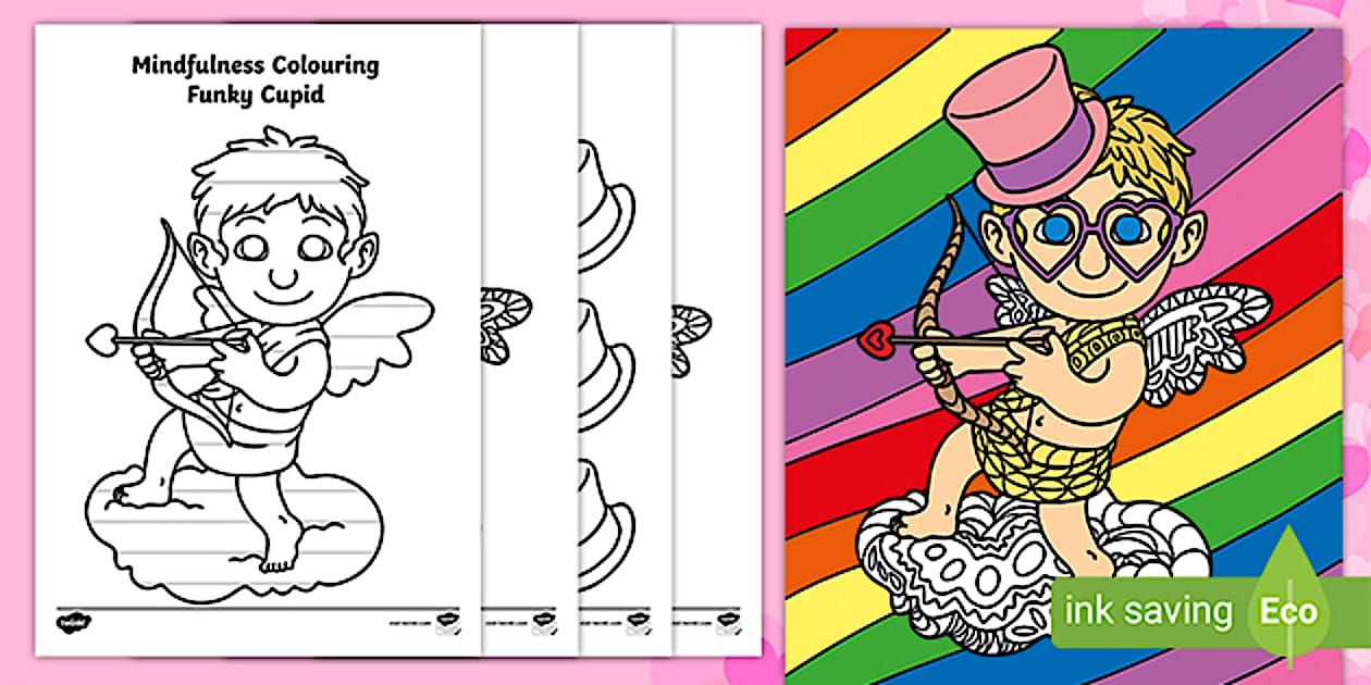Funky Cupid Mindfulness Colouring Activity (teacher made)
