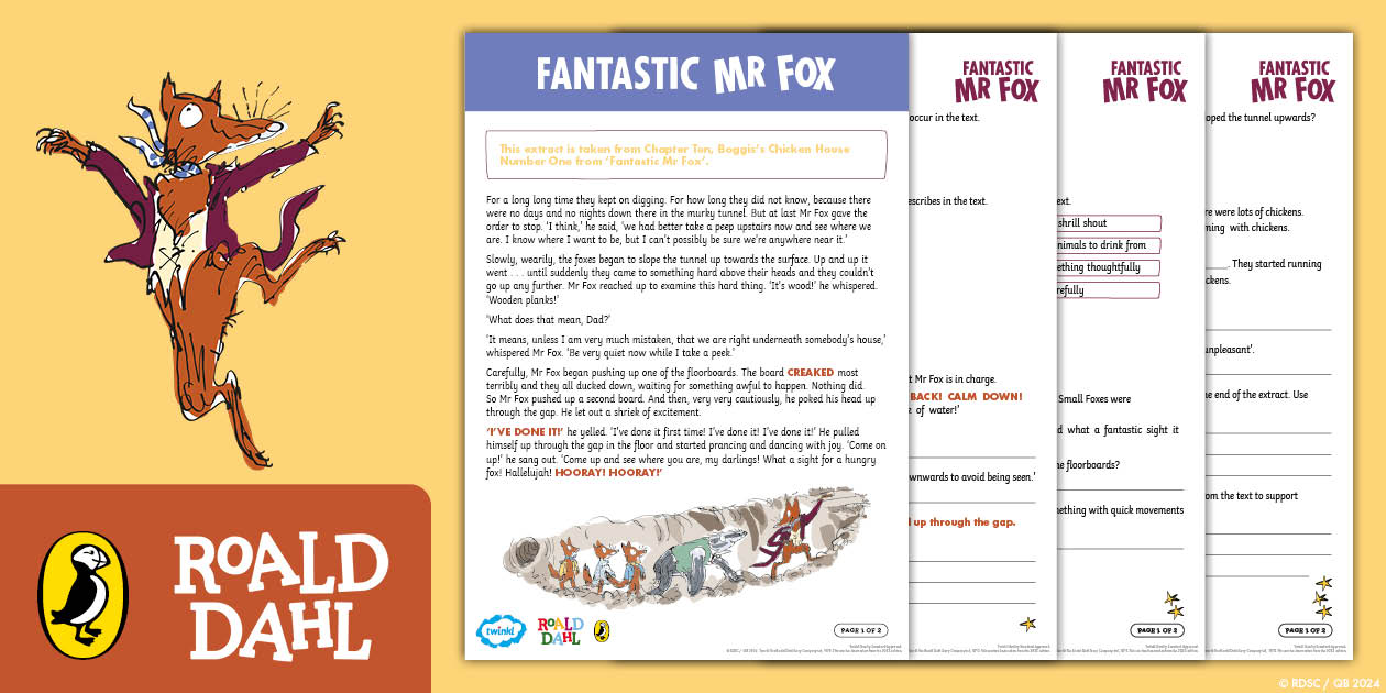 FREE! - Fantastic Mr Fox: Reading Comprehension [Ages 7-9]