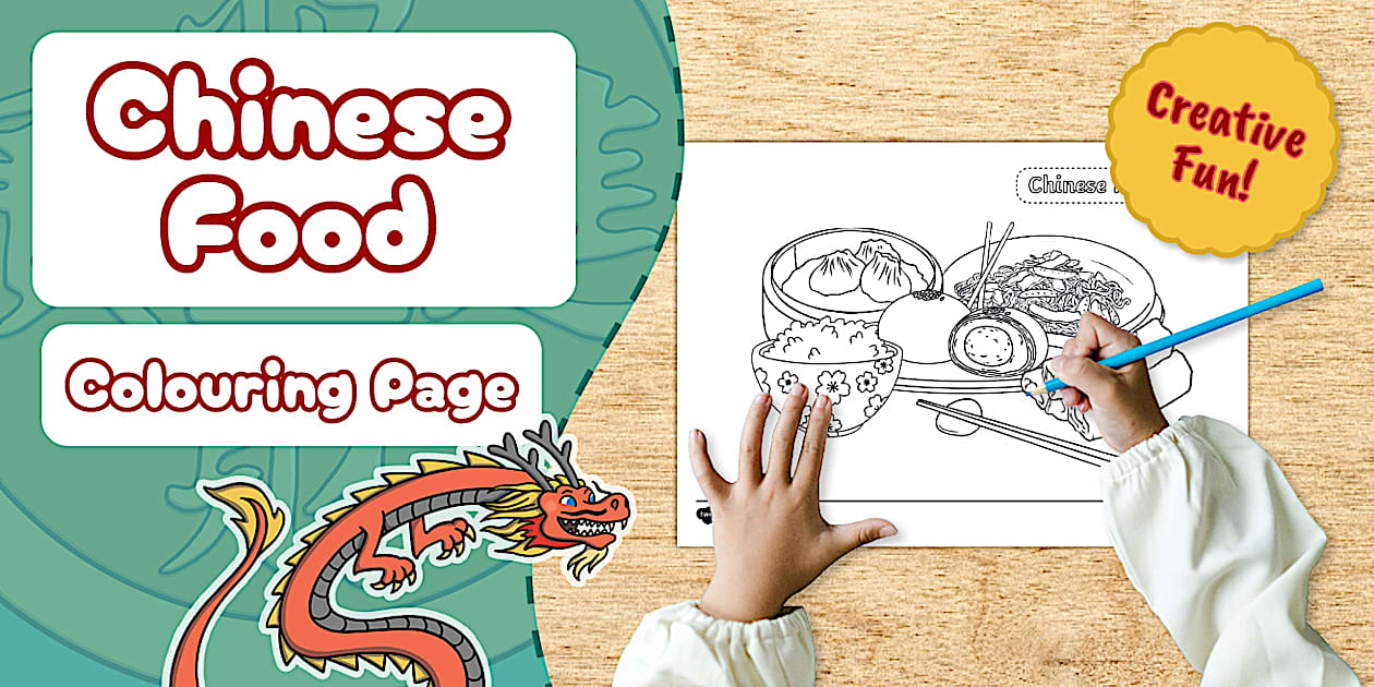 Chinese Food Colouring Page - Primary School - Twinkl