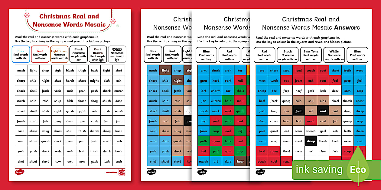 Christmas Phase 3 Phonics Mosaics (teacher made) - Twinkl
