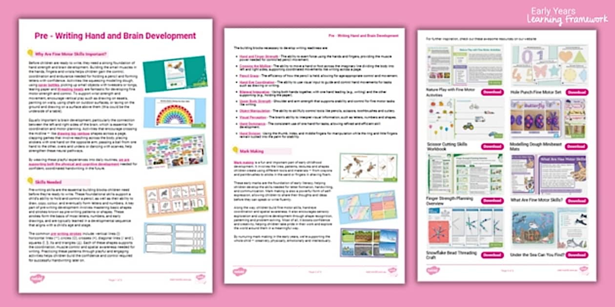 Pre - Writing Hand and Brain Development Guide - Twinkl