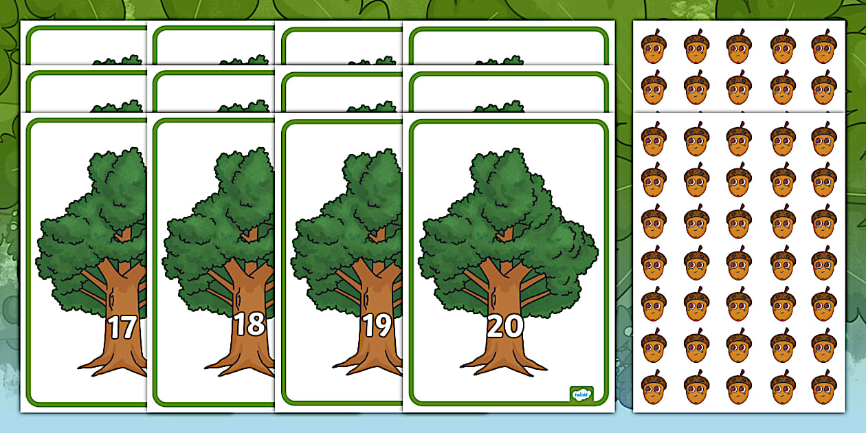 Acorn and Oak Tree Counting to 20 Game (teacher made)