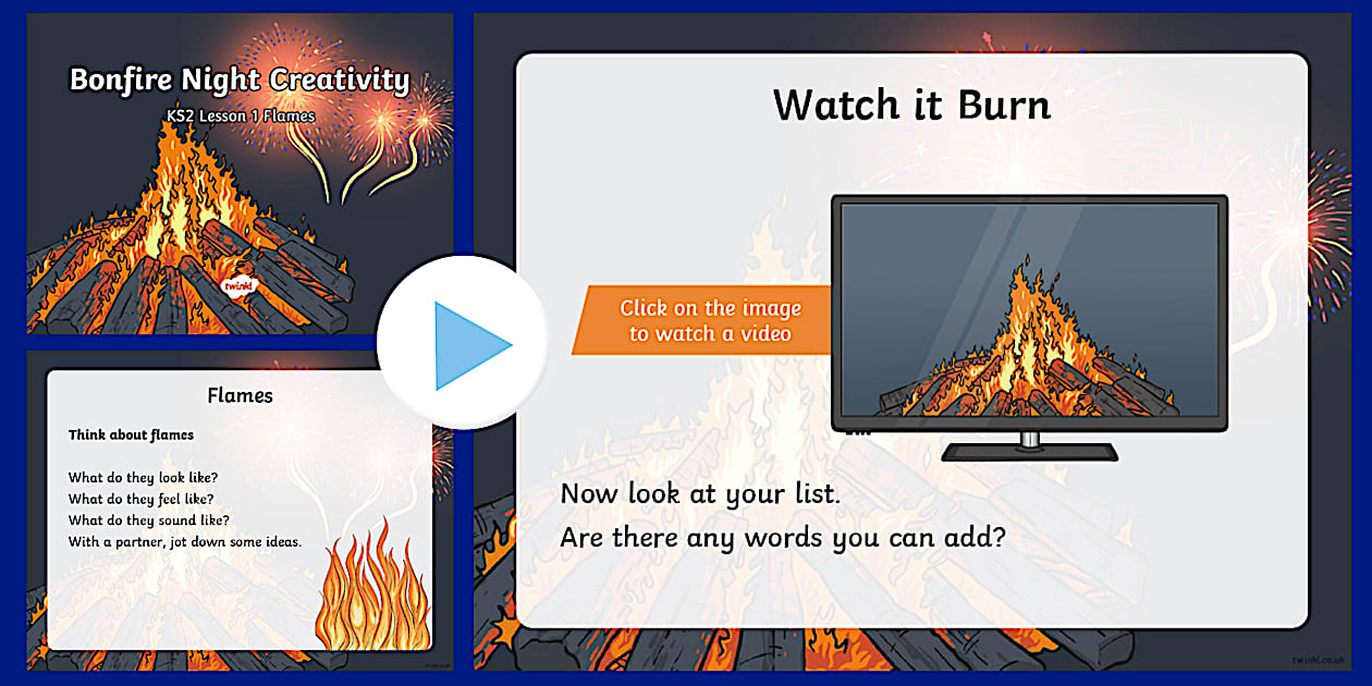 Bonfire Night Creativity Lesson 1 Flames PowerPoint - Twinkl