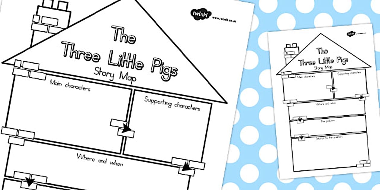 The 3 Little Pigs Story Map (teacher made) - Twinkl