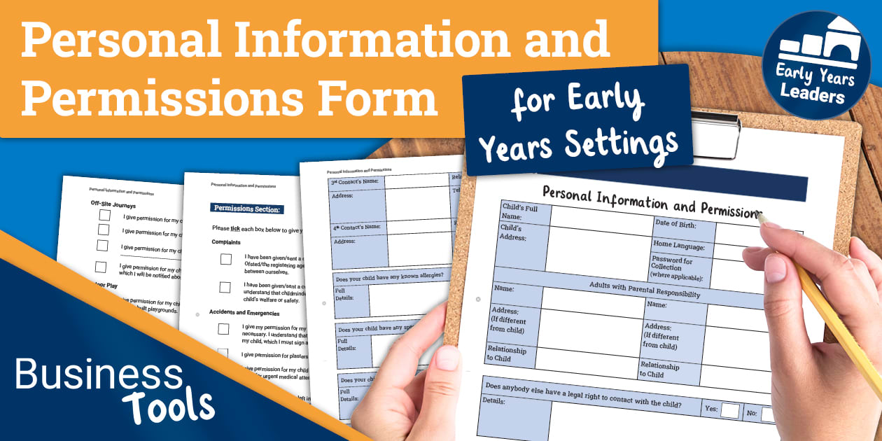 Personal Information and Permissions Form for Early Years