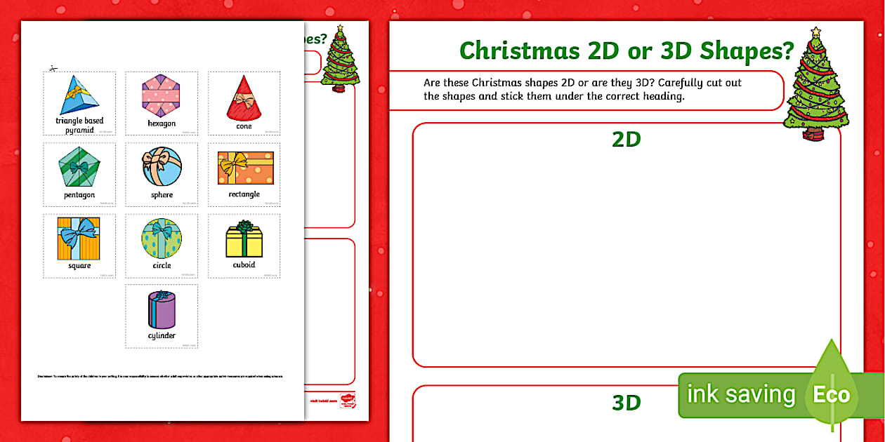 👉 2D or 3D Christmas Shape? (teacher made) - Twinkl