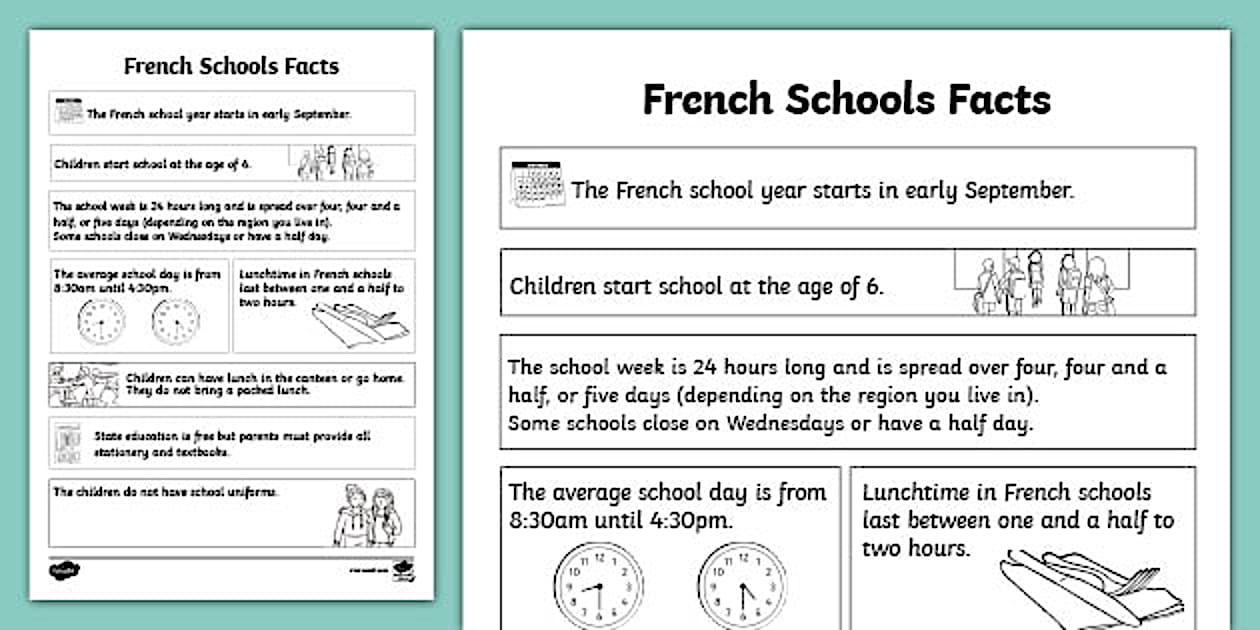 France Schools Fact Sheet - Teacher-Made Primary Resource