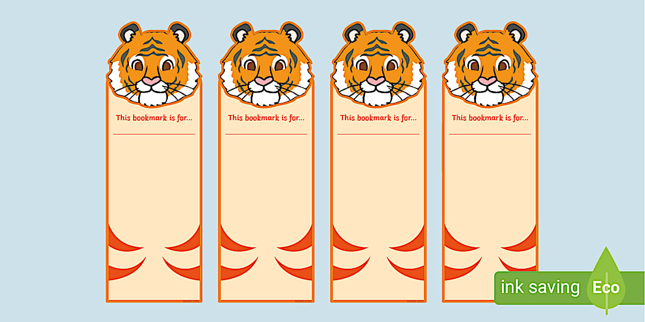 Black and White Tiger Themed Display Bookmark - Twinkl