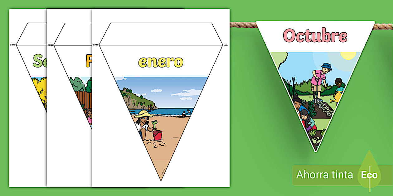 Banderines Meses y Estaciones del Año - Twinkl