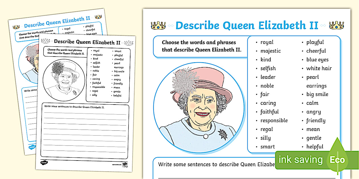 Describe Queen Elizabeth II Writing Activity (teacher made)