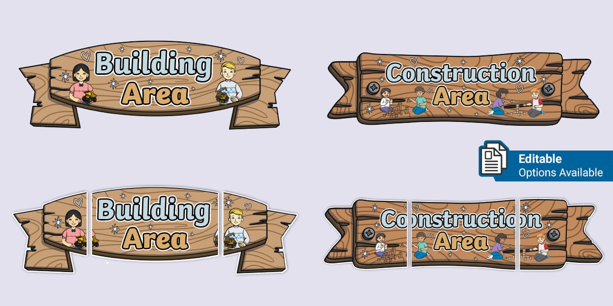 Construction Area Display Banner - Natural Wood Theme