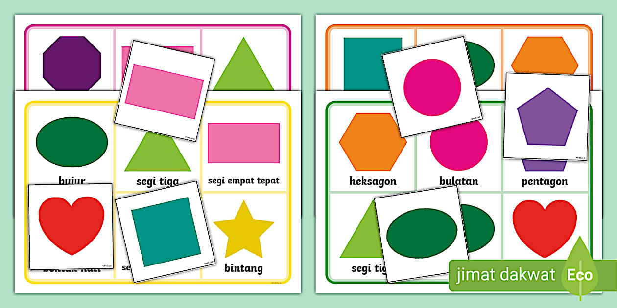 Kad Permainan Bingo Bentuk 2D (teacher made) - Twinkl